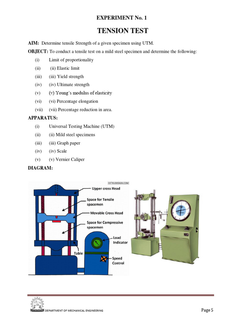 UTM_Lab report | PDF | Deformation (Engineering) | Strength Of Materials
