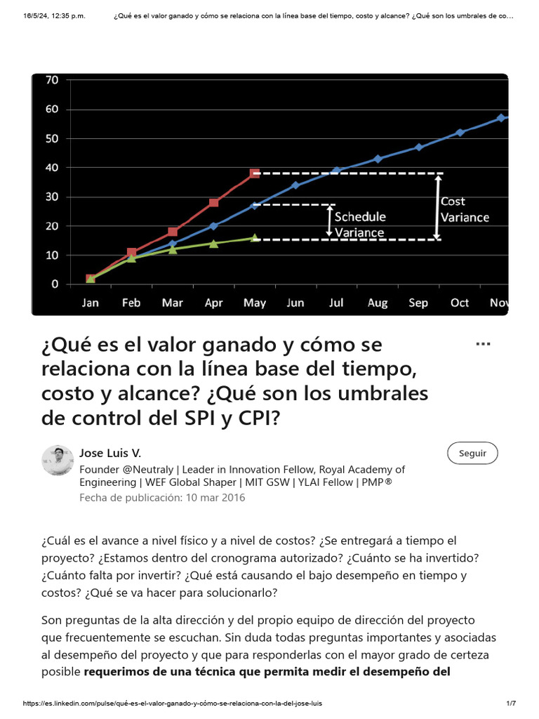 ¿Qué Es El Valor Ganado y Cómo Se Relaciona Con La Línea Base Del Tiempo, Costo y Alcance - ¿Qué ...