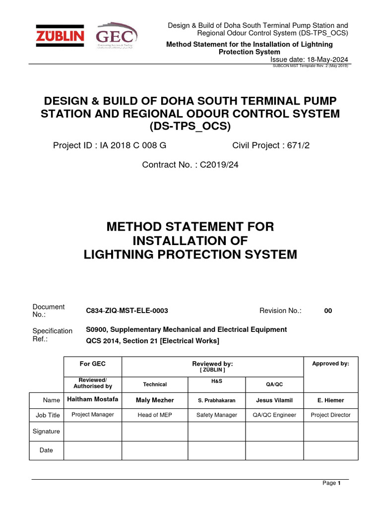 C834-ZIQ-MST-ELE-0003-Lightning Protection System | PDF | Personal ...