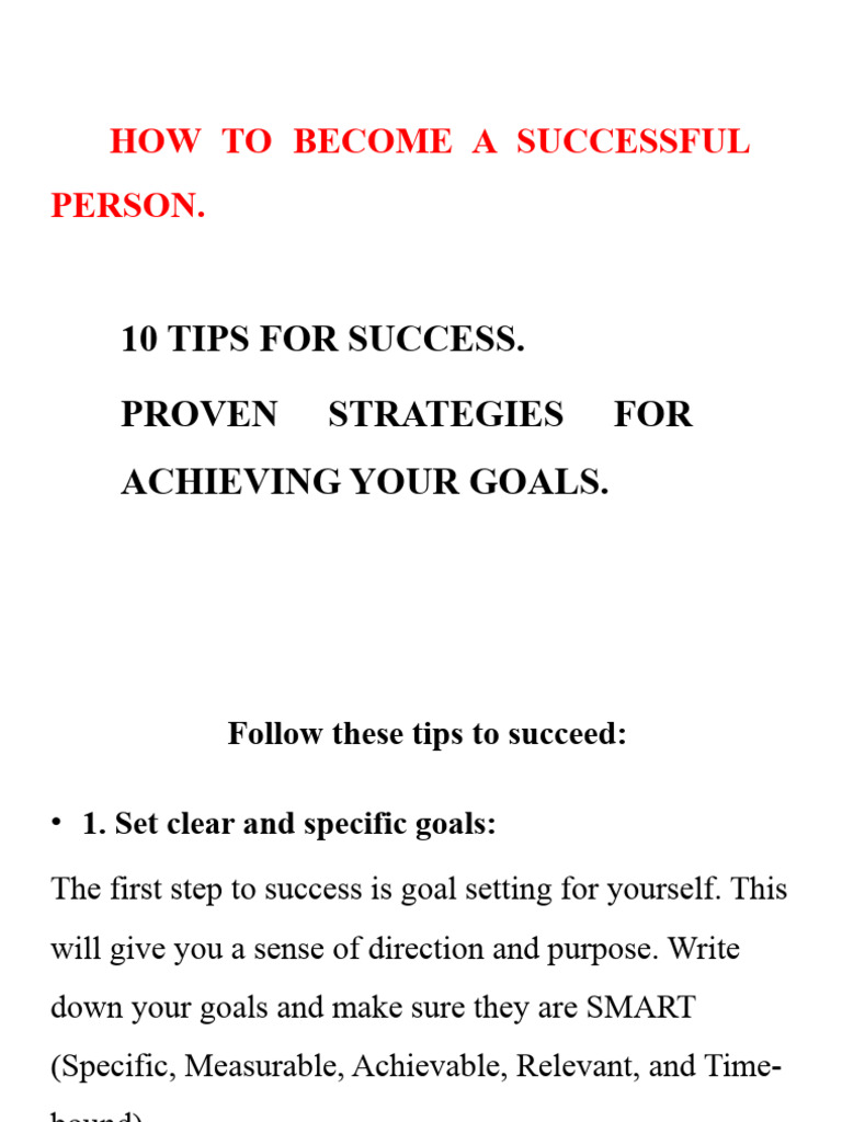 Presentation Success 1 Pdf Goal Disciplines