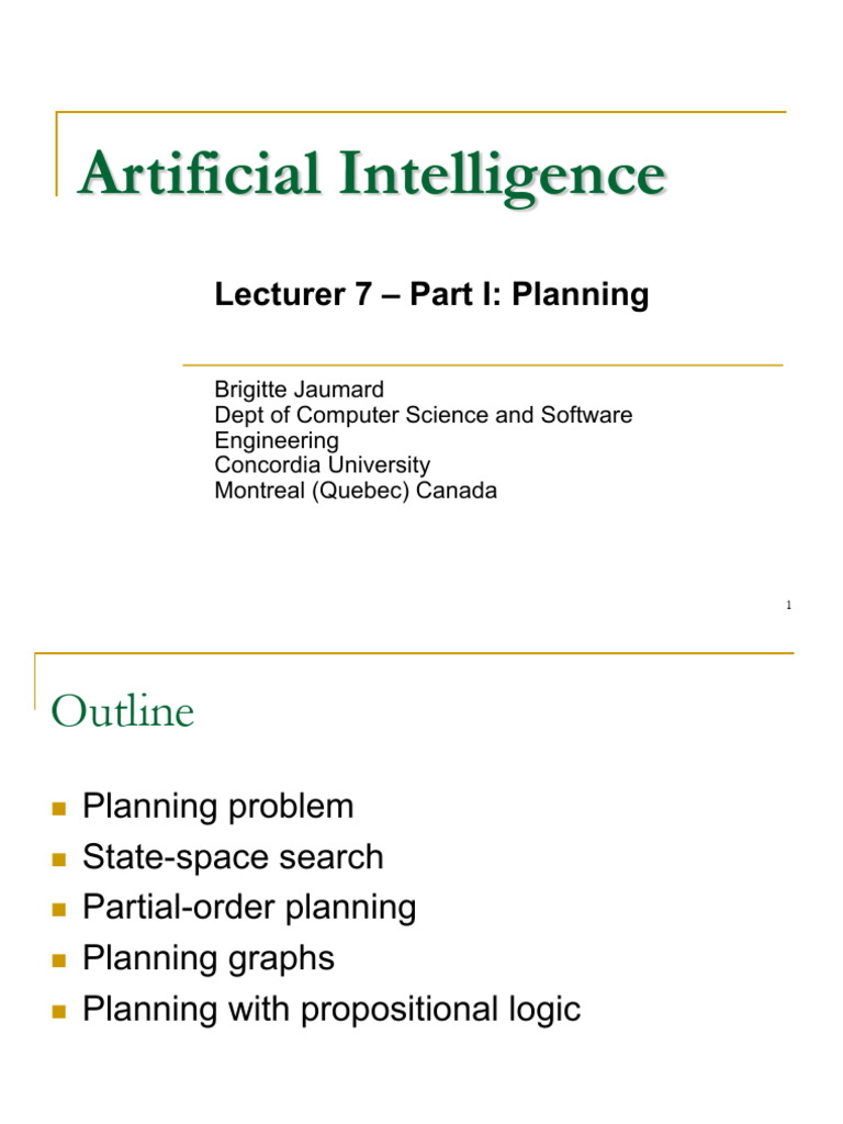 Lecture7 Part I Planning | PDF | First Order Logic | Applied Mathematics
