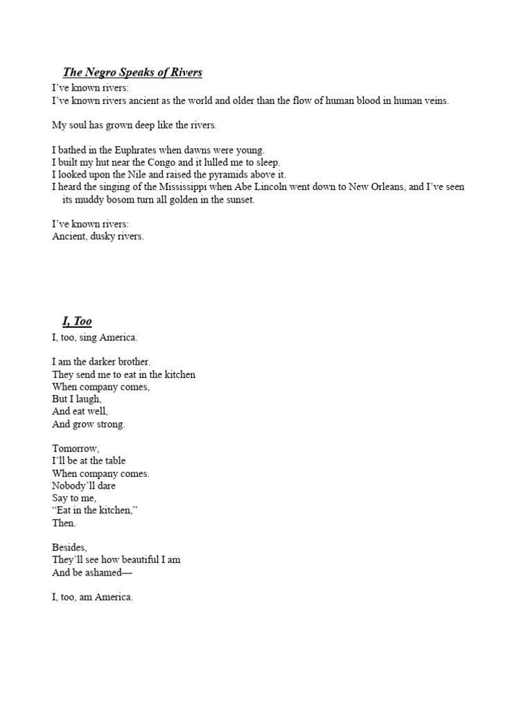 Langston Hughes Poetry Collection | PDF