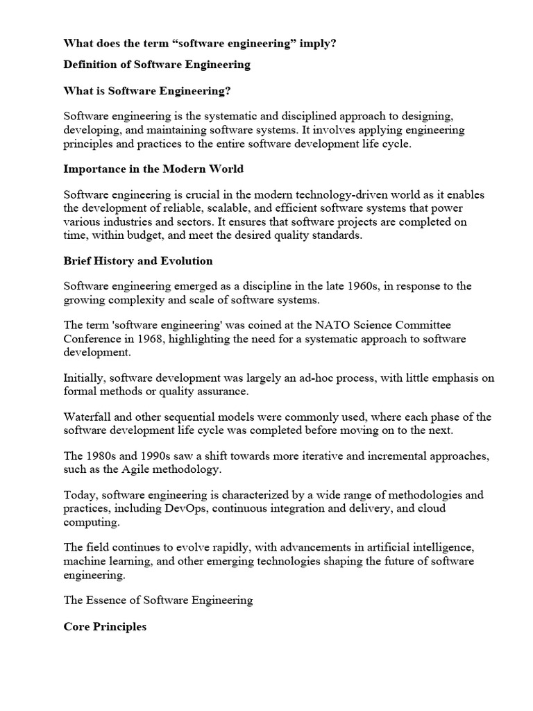 Understanding Software Engineering Essentials | PDF | Software ...