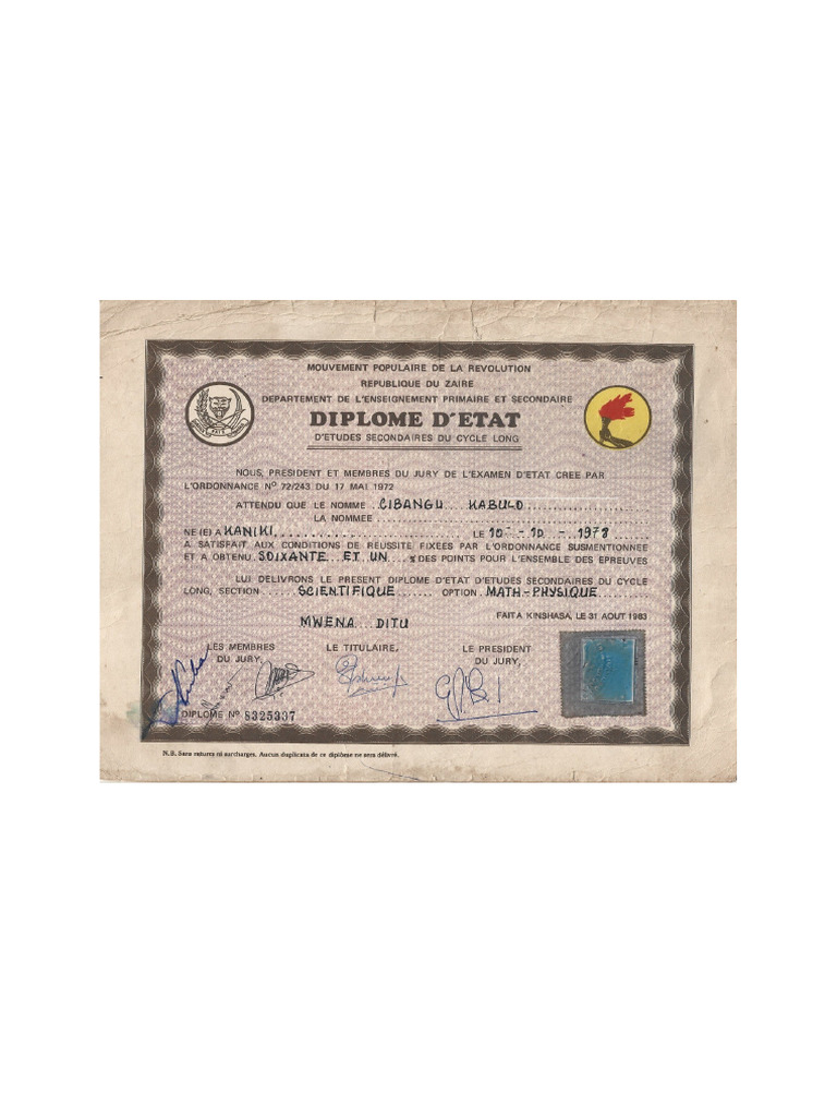 Diplome Cibangu | PDF