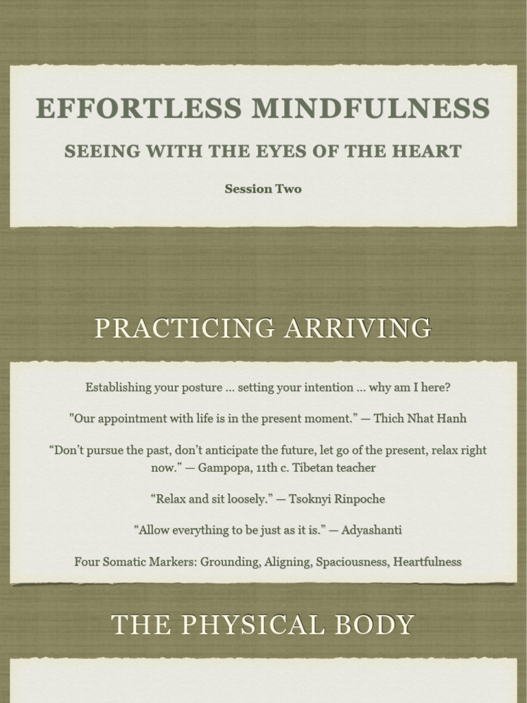 Effortless Mindfulness - Session Two (Allison (Olli, Vanderbilt) ) | PDF | Mindfulness | Mind