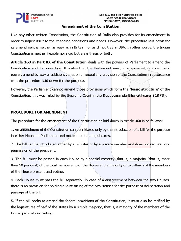 Amendment of The Constitution | PDF | Constitutional Amendment | Supermajority