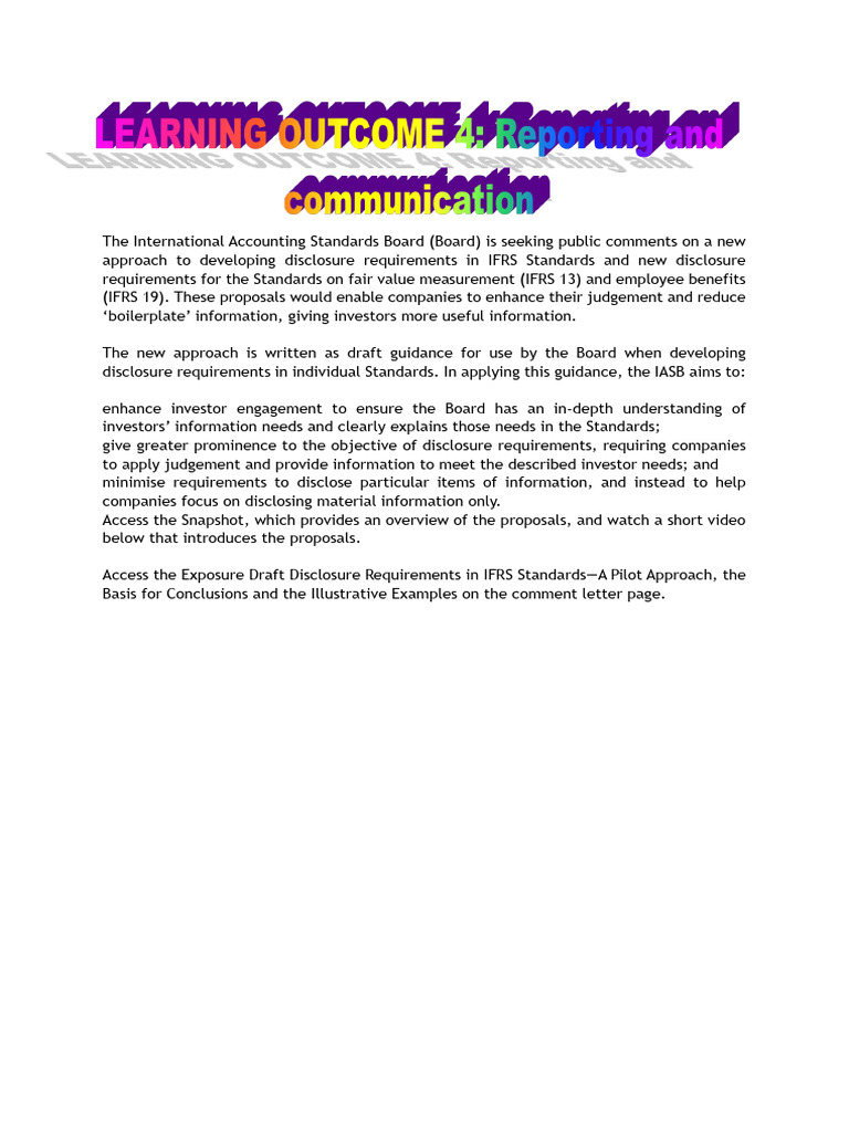 Learning Outcome 4 - Reporting and Communication - SN | PDF ...