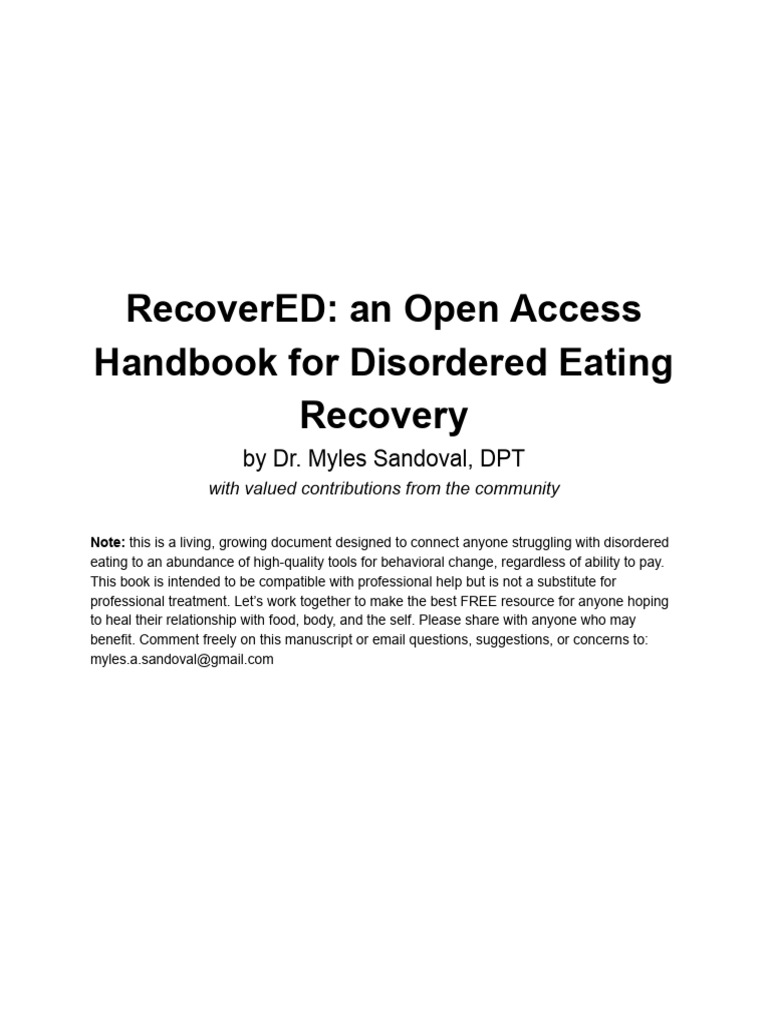 RecoverED - An Open Access Handbook For Disordered Eating Recovery ...