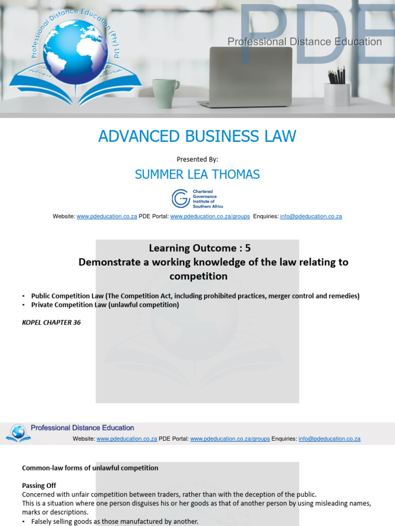 Advanced Business Law Guide | PDF | Mergers And Acquisitions | Market Power