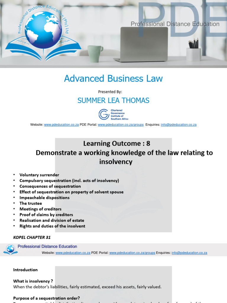 Advanced Business Law - Class Notes - Learning Outcome 8 | PDF ...