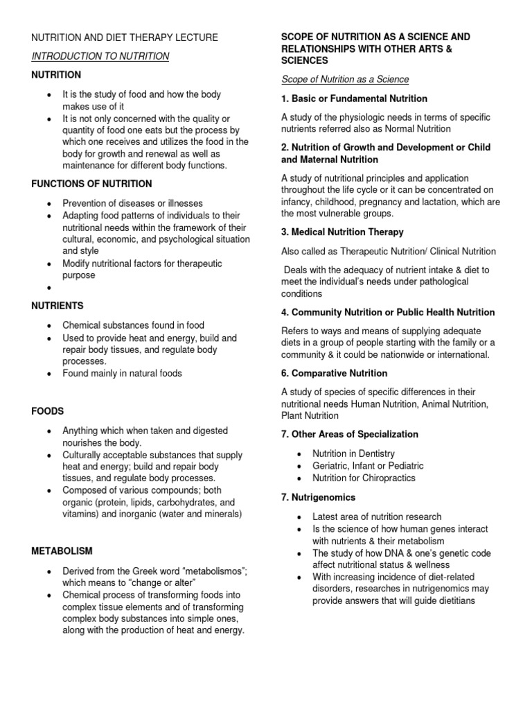 Nutri Lec | PDF | Nutrition | Diet & Nutrition
