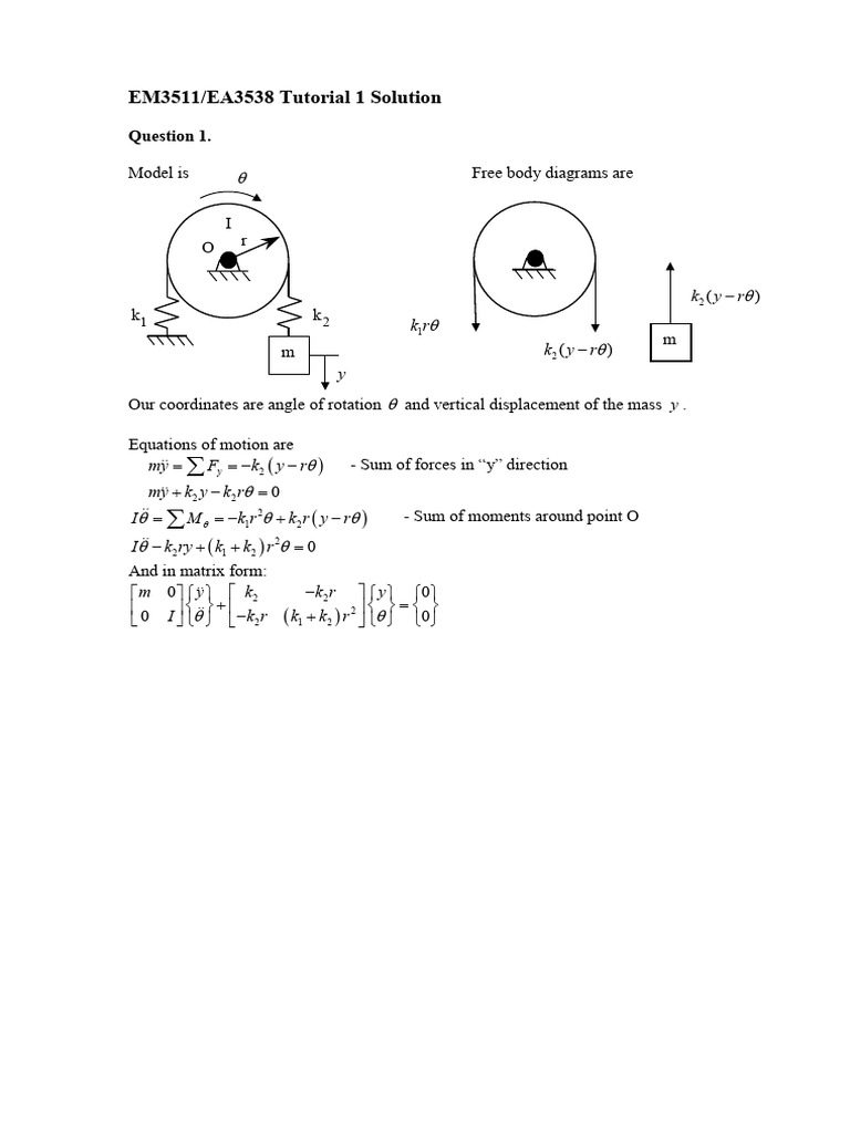 Tutorial 1 Solution | PDF | Motion (Physics) | Mechanics