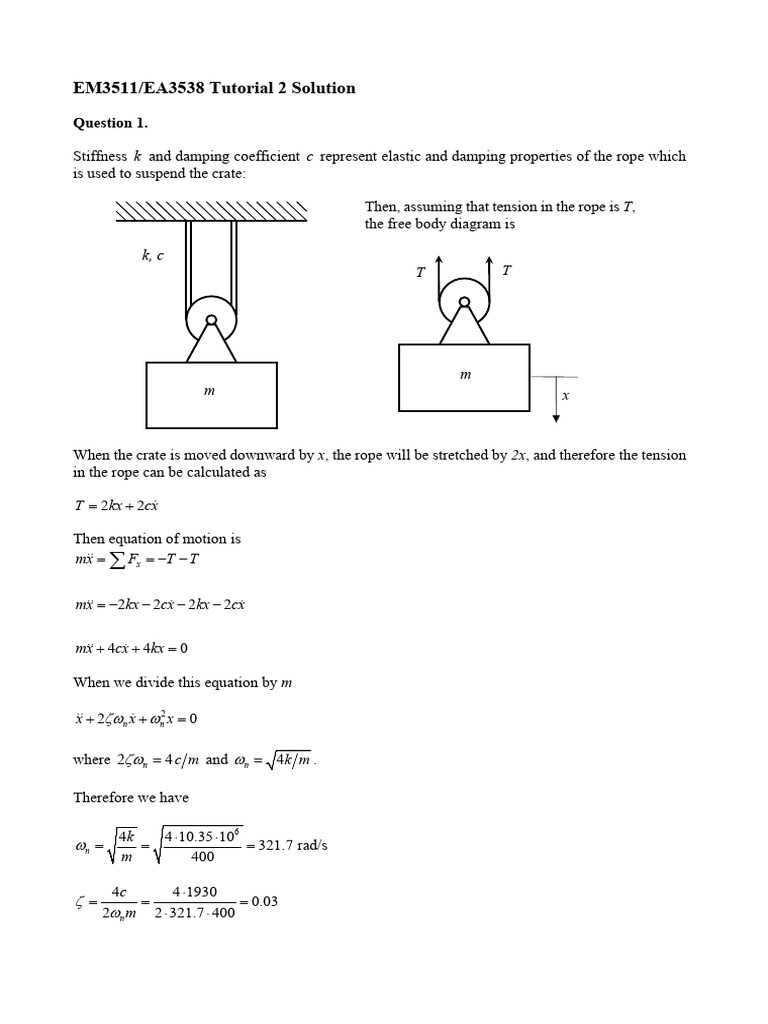 Tutorial_2_Solution | PDF | Damping | Classical Mechanics Tutorial_2_Solution | PDF | Damping | Classical Mechanics