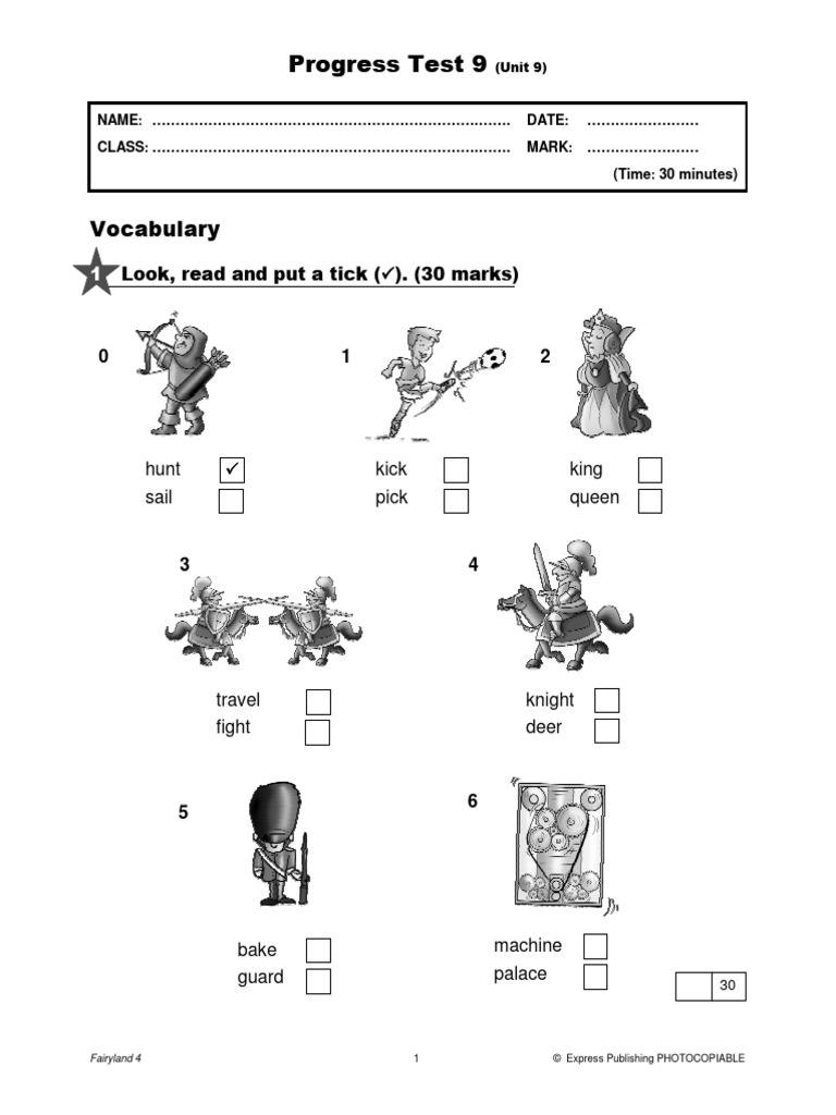 Fairyland 4 Progress Test 9 | PDF
