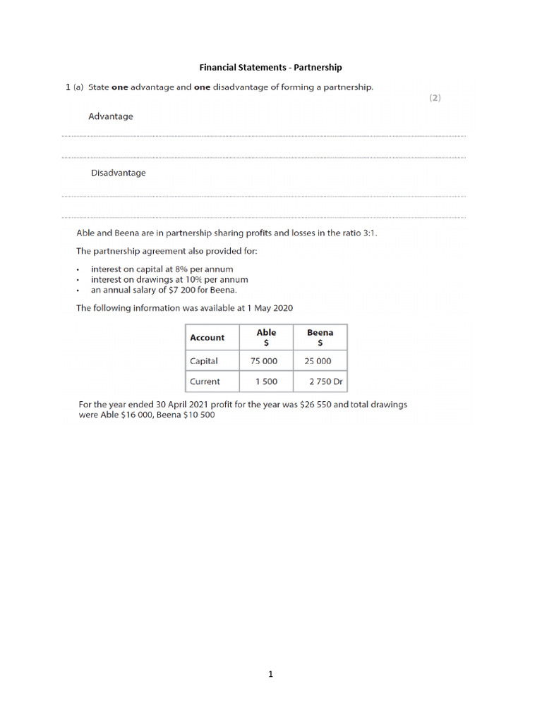 Financial Statements - Partnership | PDF | Business | Finance & Money ...