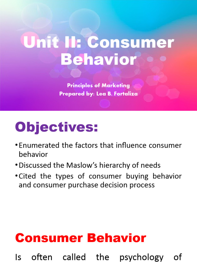 Unit 2 - Consumer Behavior | PDF | Consumer Behaviour | Behavior
