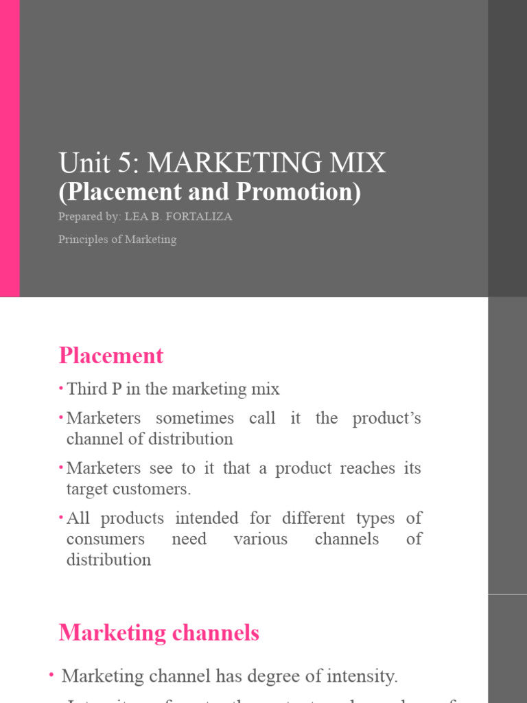 Unit 5 - Marketing Mix (Placement and Promotion) | Download Free PDF ...
