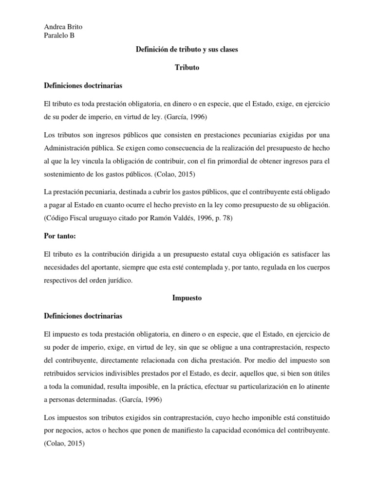 El tributo y sus clases | PDF | Economias