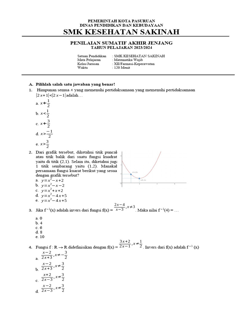Soal PSAJ MTK 23-24 | PDF