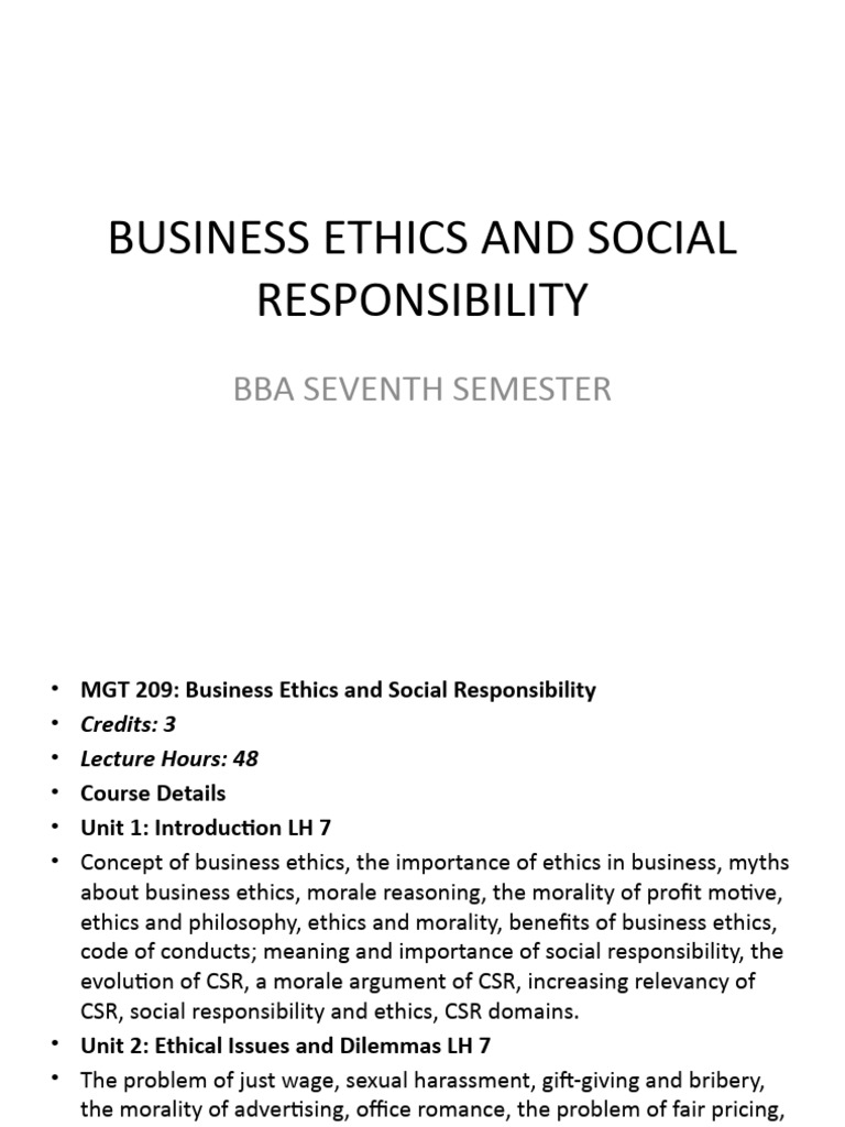 Chapter One Introduction | PDF | Corporate Social Responsibility | Morality