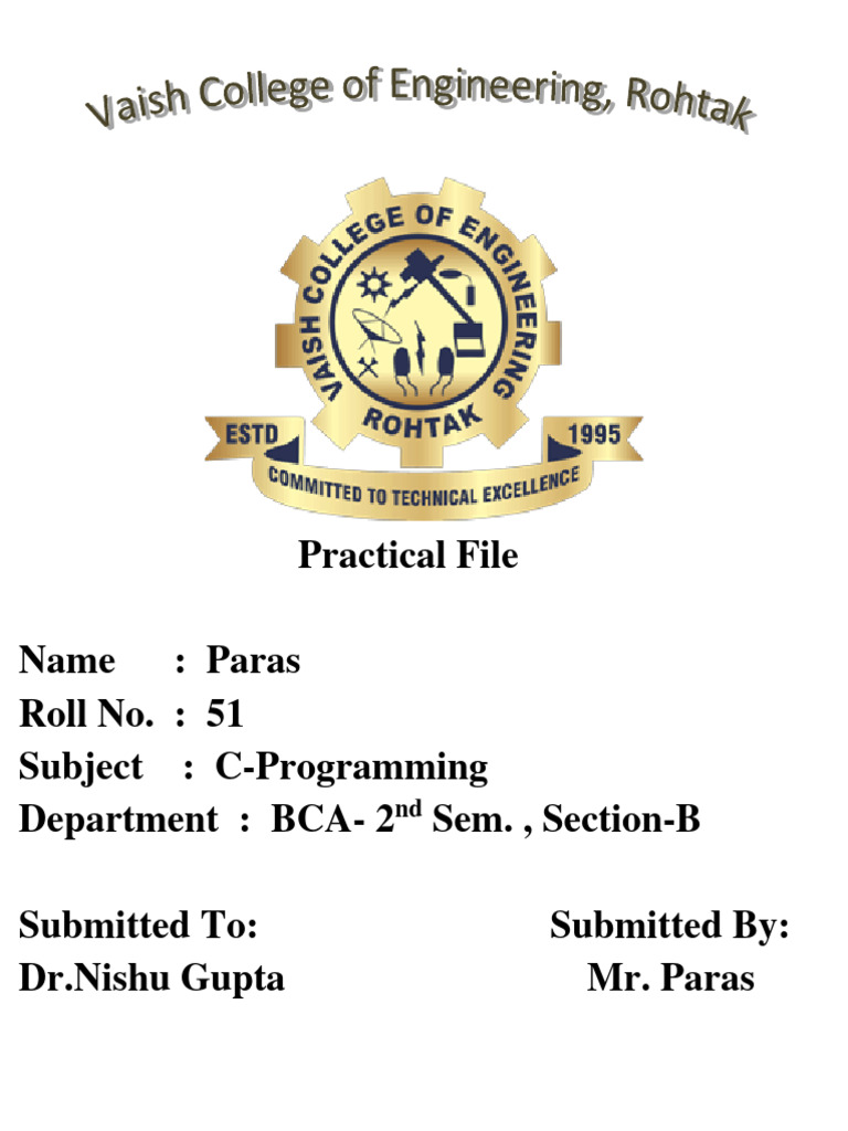 C-Programming Practical File BCA | PDF