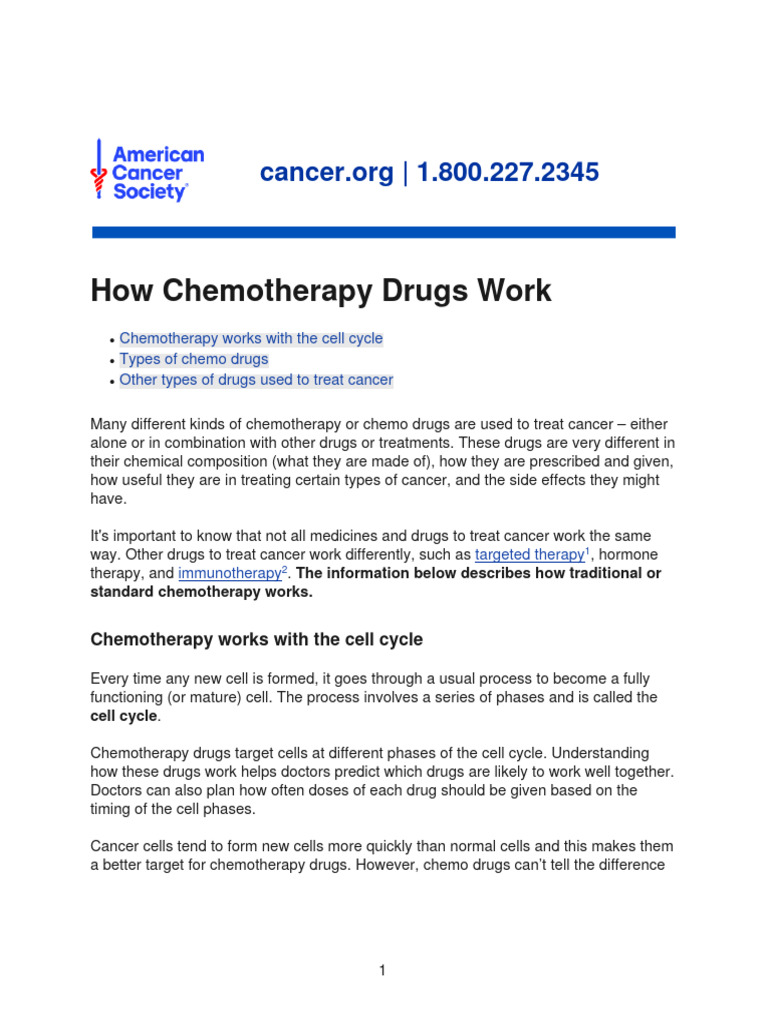 How Chemotherapy Drugs Work | PDF | Chemotherapy | Cancer