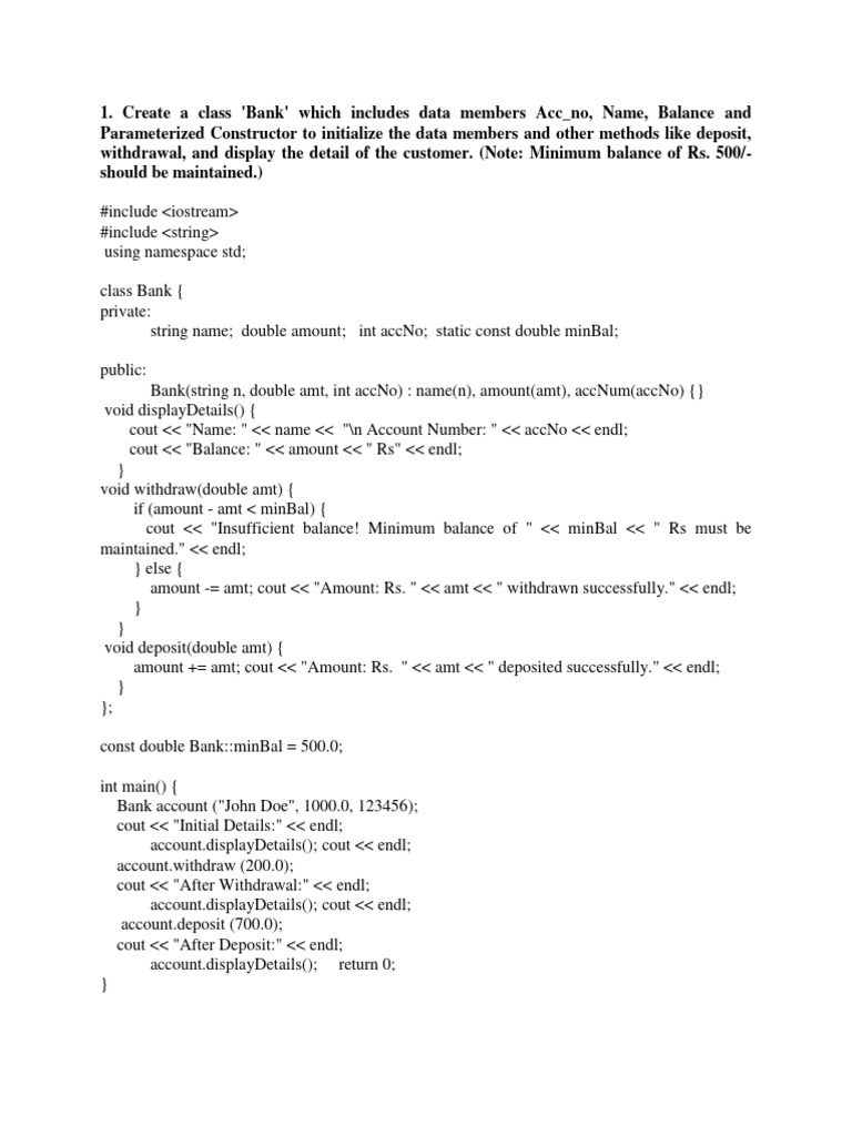 OOP Lab Programs | PDF | Namespace | Constructor (Object Oriented ... OOP Lab Programs | PDF | Namespace | Constructor (Object Oriented ...
