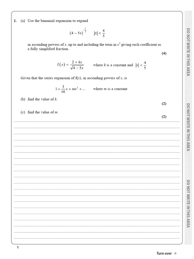 Edexcel IAL P4 (Binomial Expansion) 2020 - 2024 QP | PDF