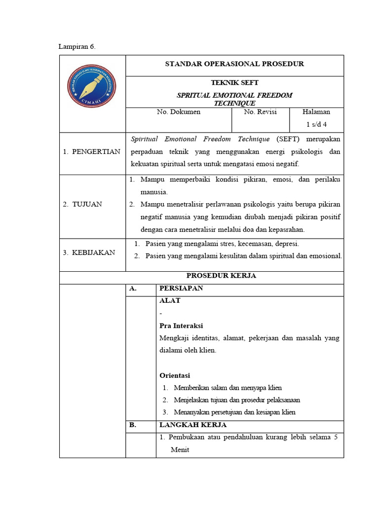 Sop Terapi Seft | PDF