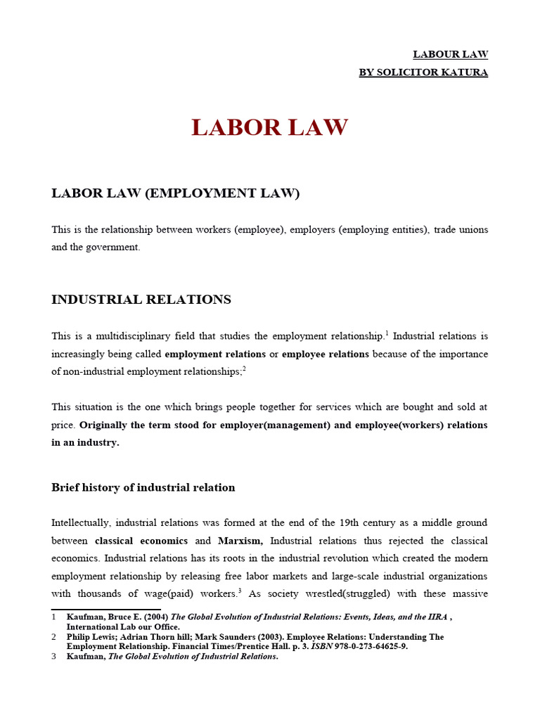 Labour Law by Solicitor Katura | PDF | Employment | Industrial Relations