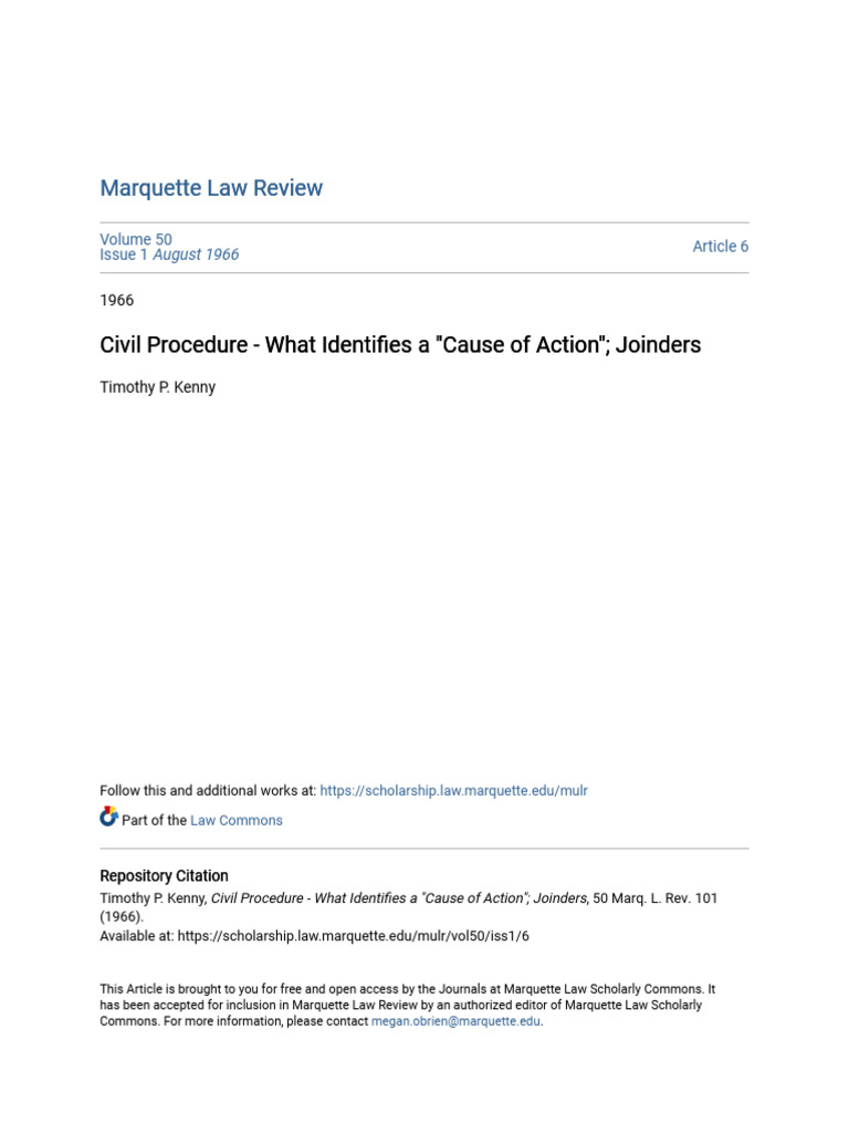 Civil Procedure: Causes of Action & Joinders | PDF | Cause Of Action ...