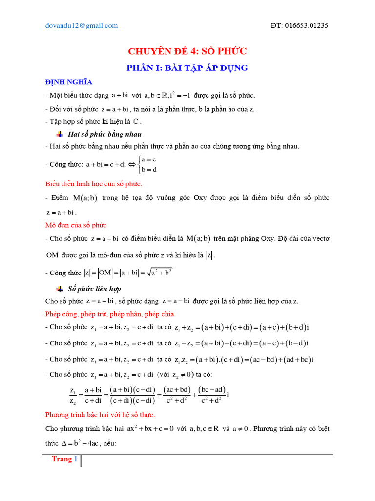 Bai Tap Trac Nghiem So Phuc Hay Co Loi Giai | PDF