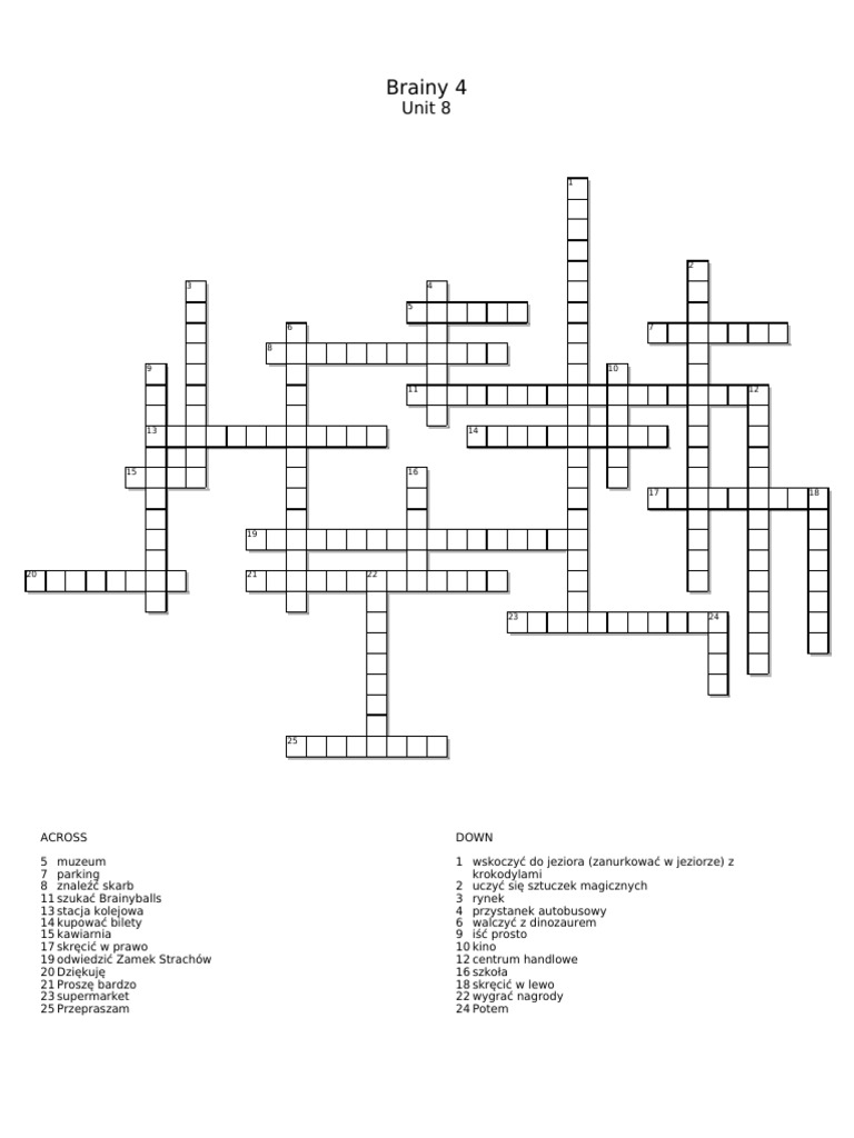 Unit 8 - Crossword | PDF