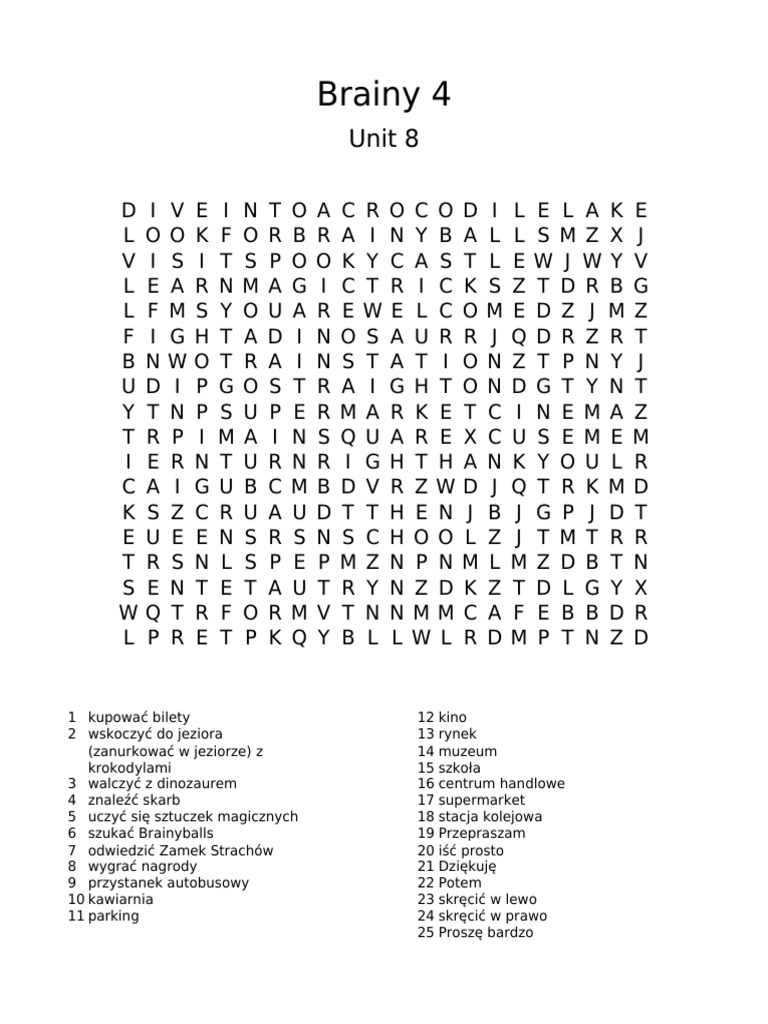 Unit 8 -wordsearch | PDF