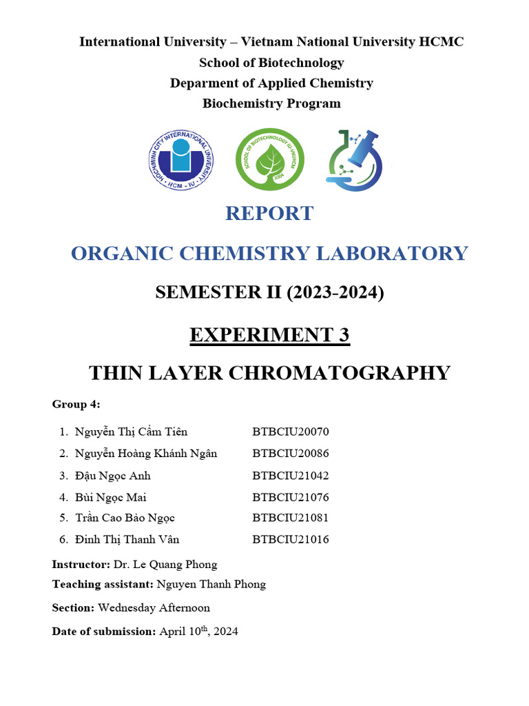 Report-3_OC-lab_Gr4 | PDF | Thin Layer Chromatography | Chromatography