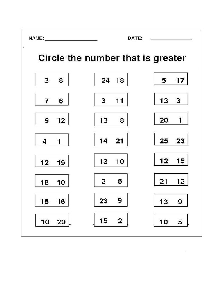 Find Greater Number Kid Pdf