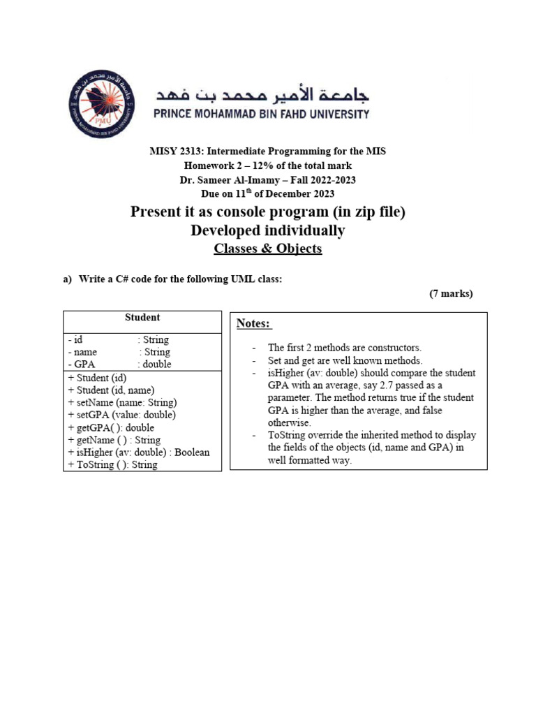 HW#2 (Classes) | PDF | Constructor (Object Oriented Programming ... HW#2 (Classes) | PDF | Constructor (Object Oriented Programming ...