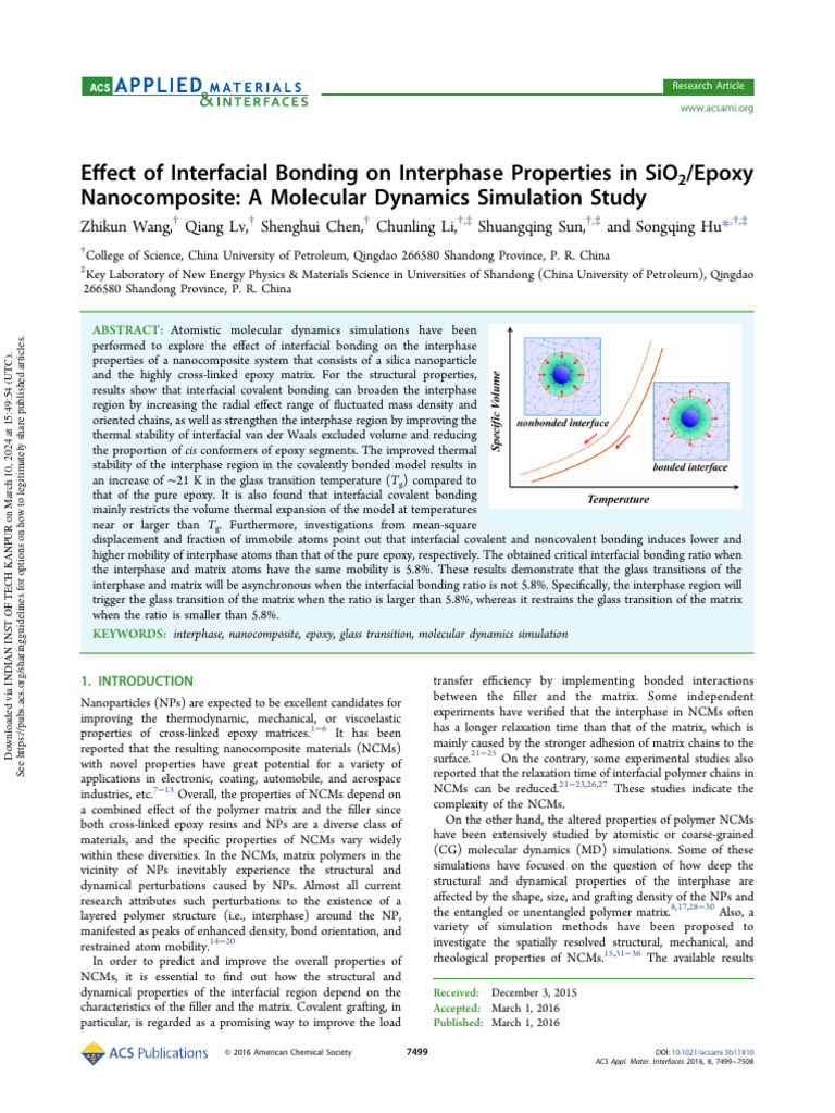 Wang Et Al 2016 Effect of Interfacial Bonding On Interphase Properties in Sio2 Epoxy ...