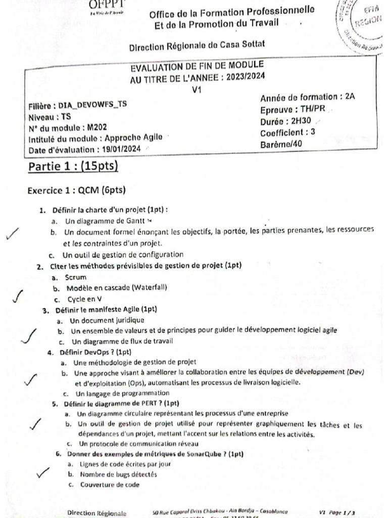 EFM 1 OFPPT TSDD | PDF