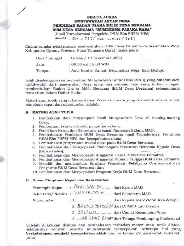 Ba Mad Bumdesa Bersama Pasaka Rasa | PDF