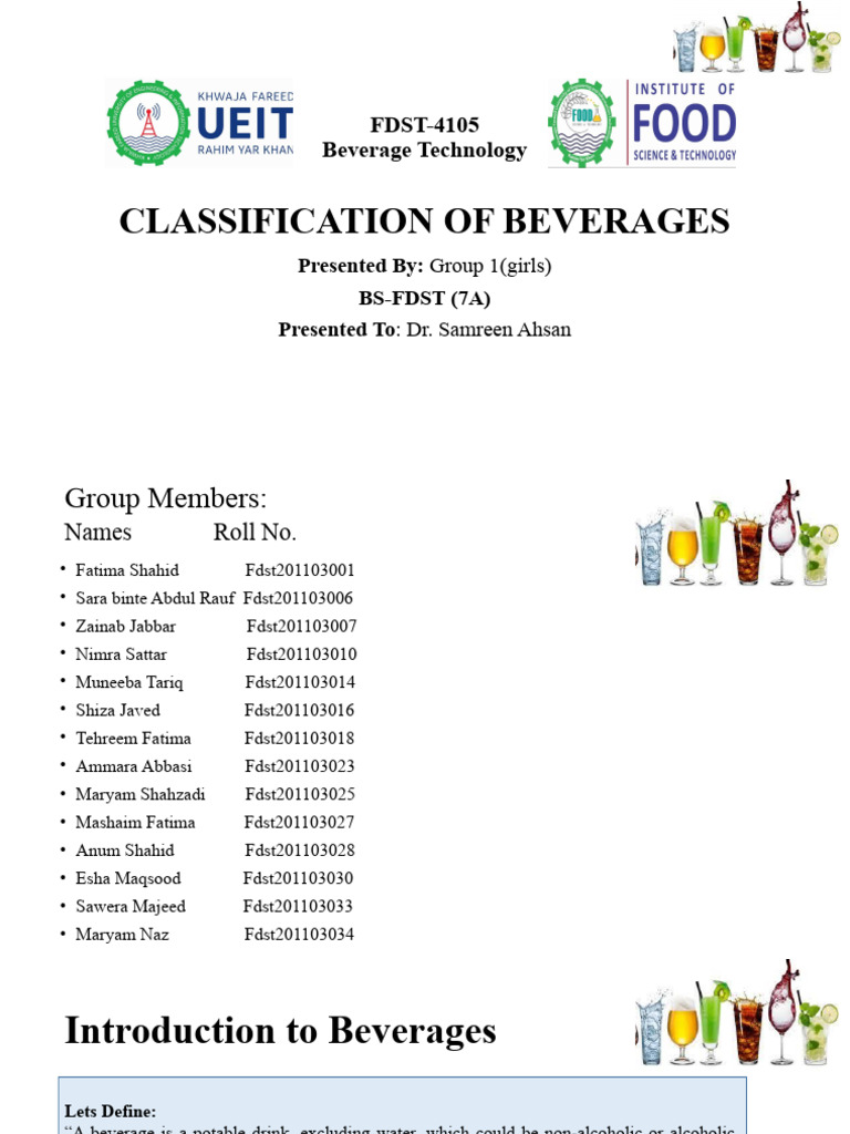 Beverage Classification Guide | PDF | Drink | Alcoholic Beverages