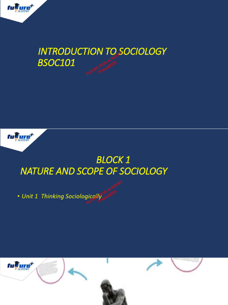 Introduction To Sociology - 1 1st Unit PPT Note | PDF