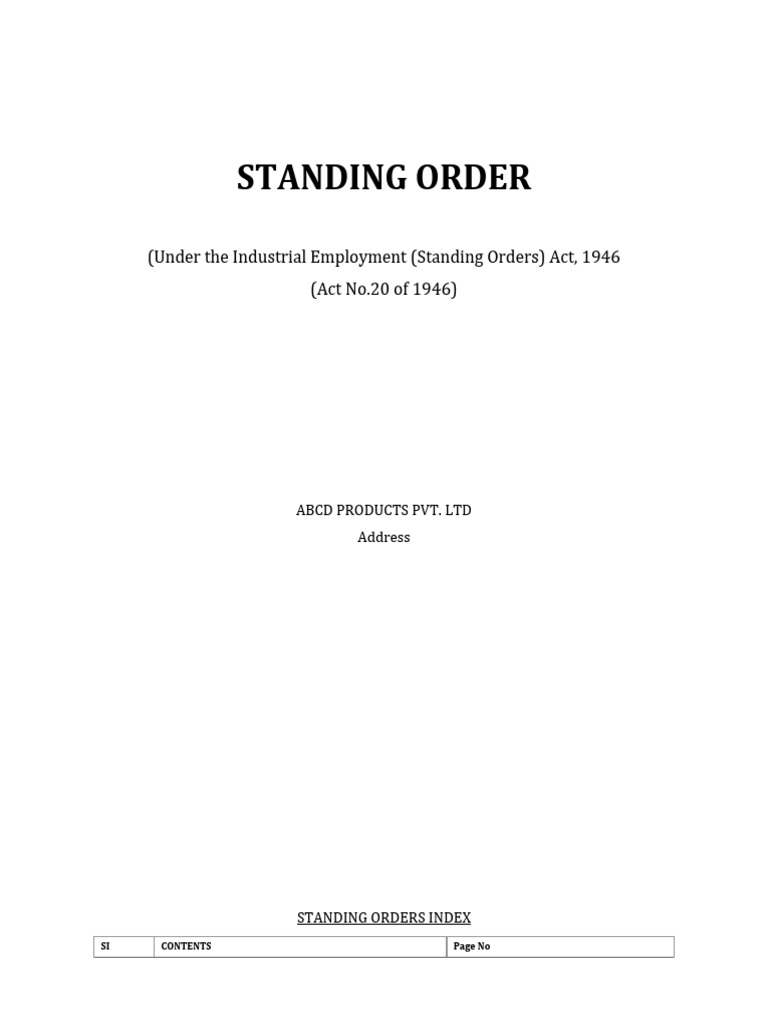 Standing Order Draft Format | PDF | Sexual Harassment | Layoff