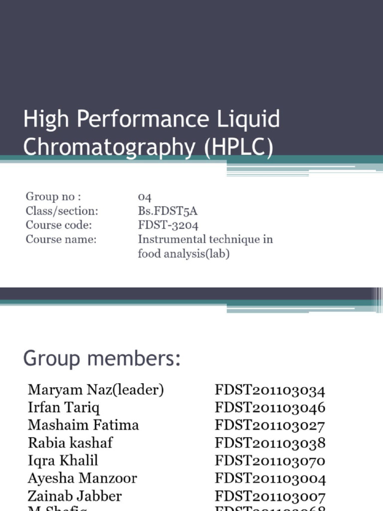 High Pressure Liquid Chromatography (HPLC) | PDF | Chromatography ...
