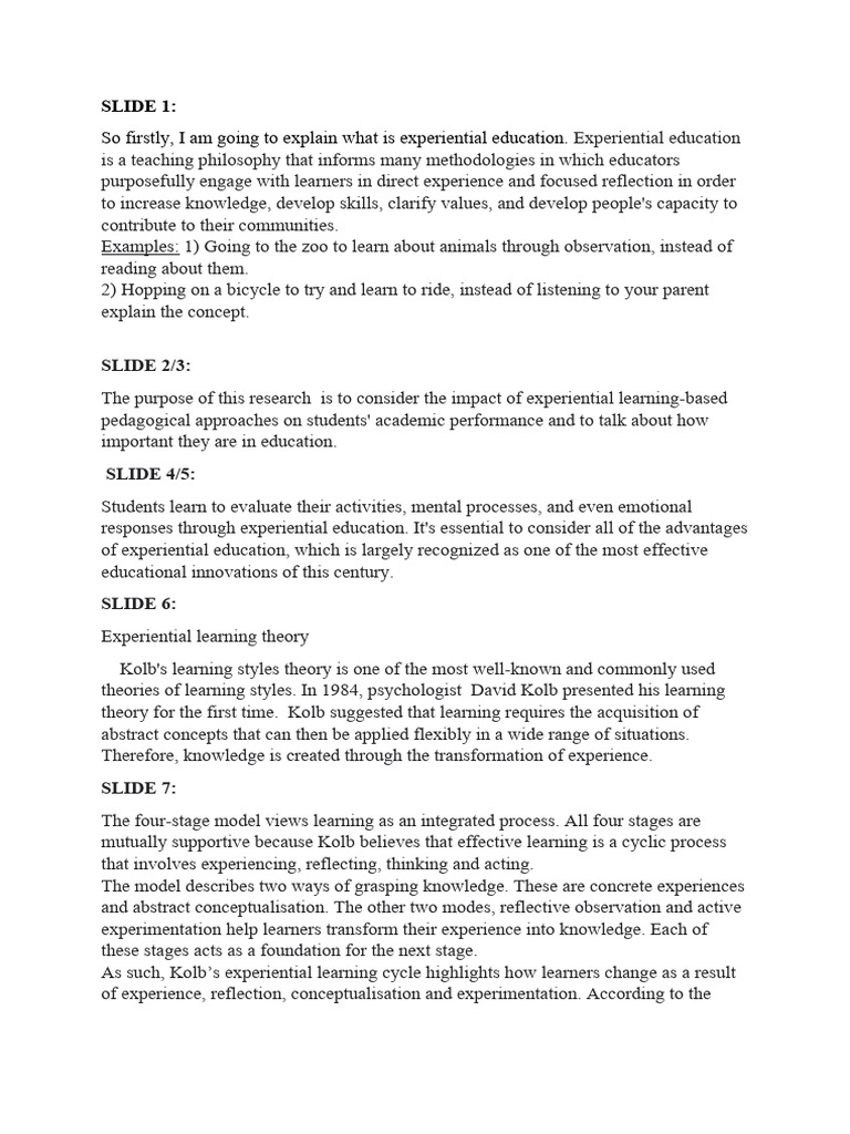 Ac - Research Notes | PDF | Learning | Experiential Education