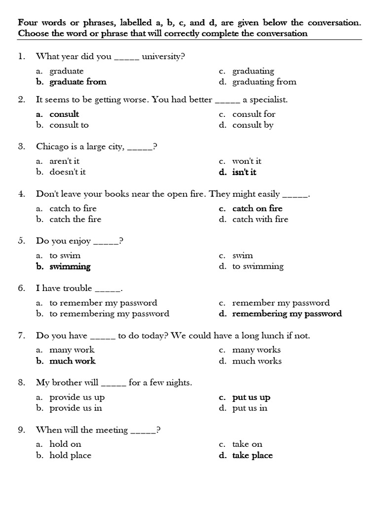 TOEFL Grammar Exercise 1 | PDF