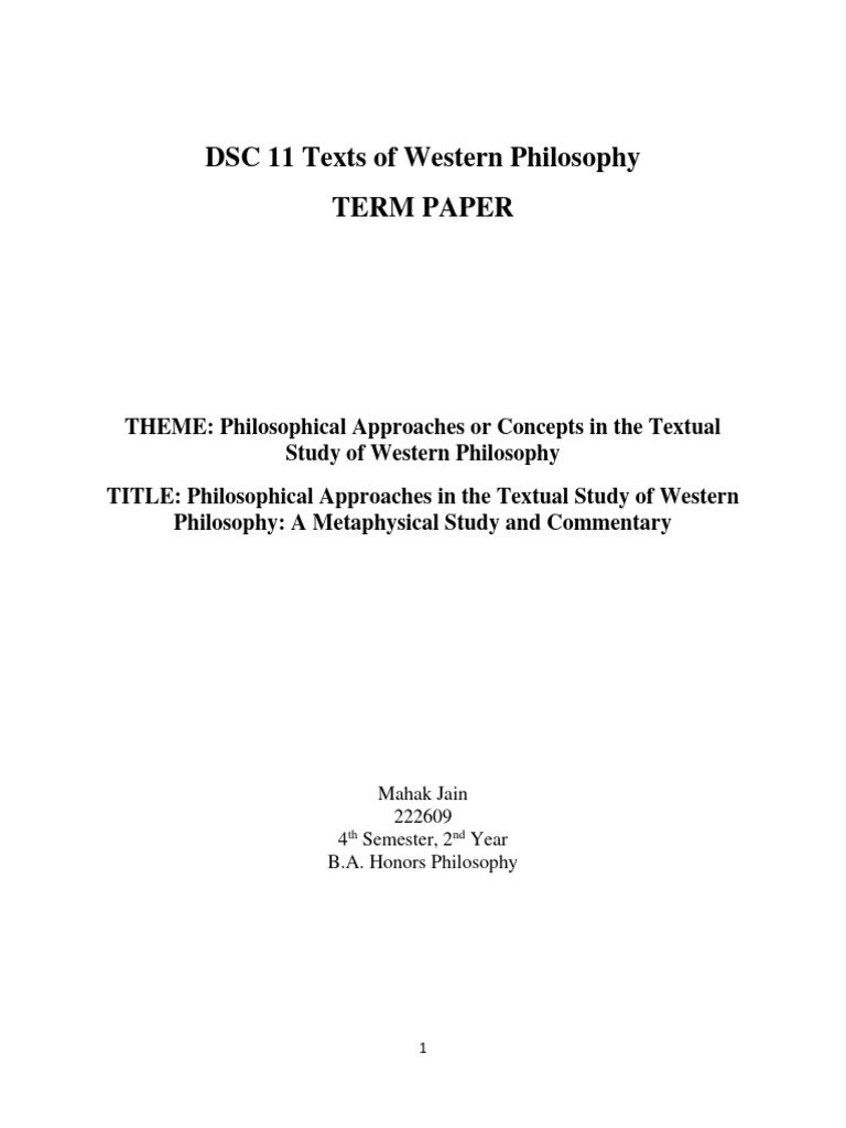 Term Paper | Download Free PDF | A Priori And A Posteriori | Immanuel Kant