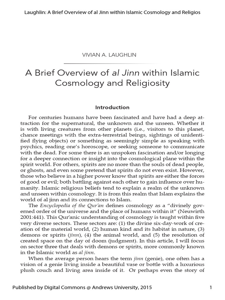 A Brief Overview of Al Jinn Within Islamic Cosmology and Religios | PDF ...