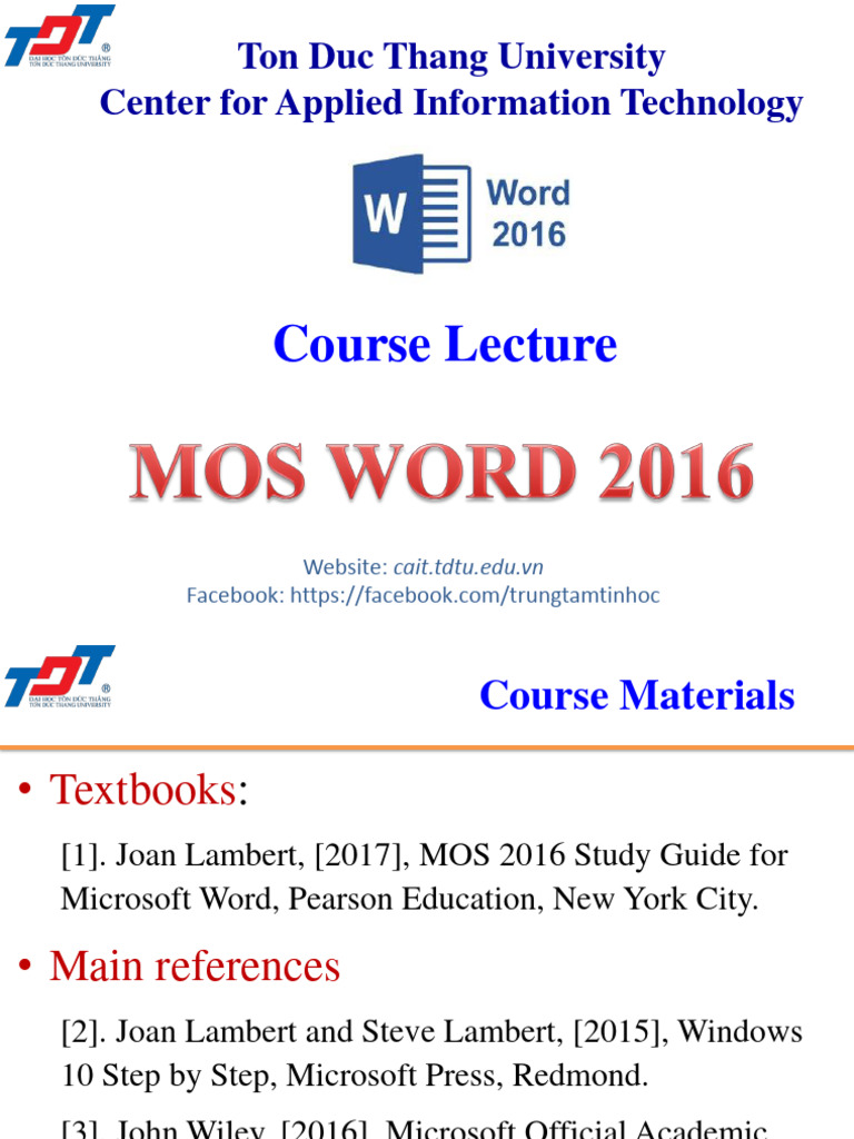 w2 ch1 Getting Started With Word 2016 - English | PDF | Microsoft Word | Computer File