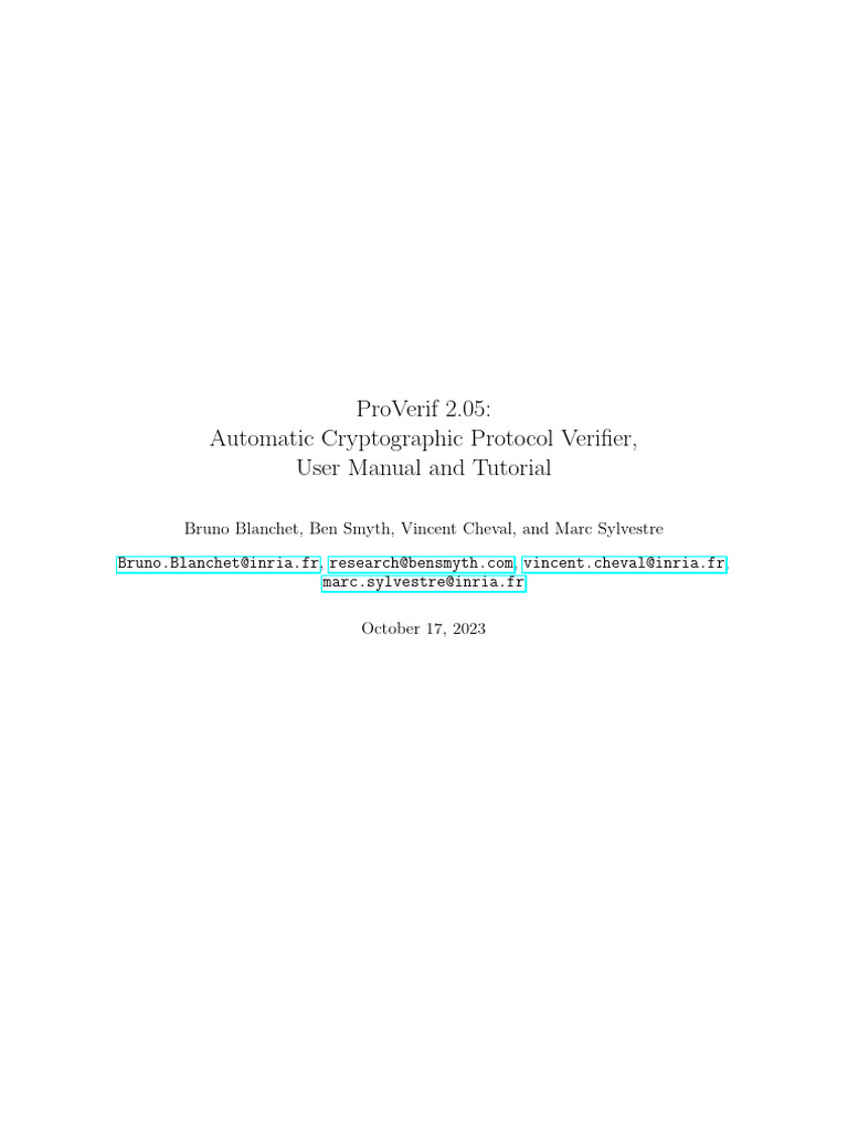 Manual Proverif | PDF | Public Key Cryptography | Cryptography